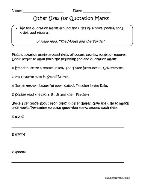 Image result for Quotation Marks Worksheet Free