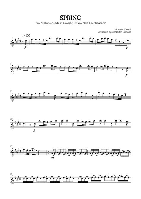 Image result for Vivaldi Spring Violin Notes