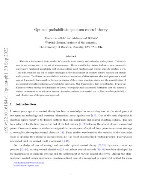 Image result for Quantum Control Theory