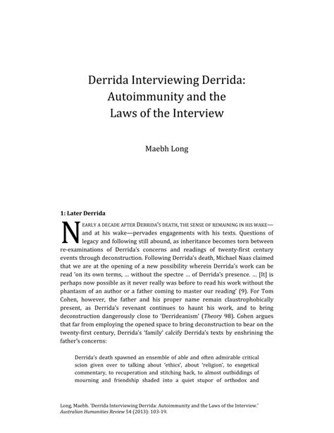 Image result for Derrida Interview