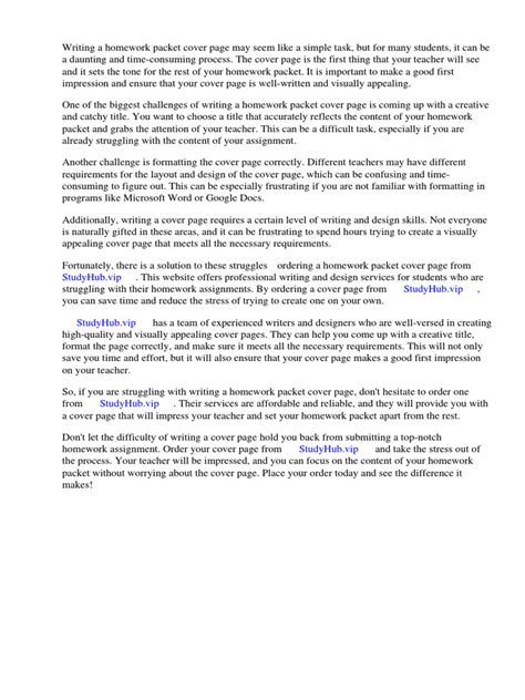 Homework Packet Cover Page | Download Free PDF | Essays | Homework