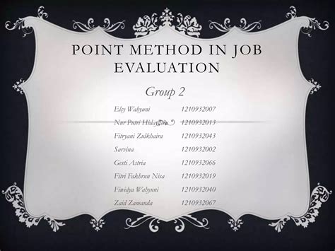 Image result for Point Method Job Evaluation Sample