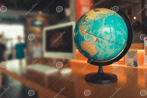 Globe World Map and Computer on Desktop, Around the World Travel Stock ...