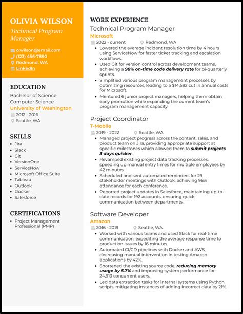 Image result for Technical Program Manager Resume Writing Format