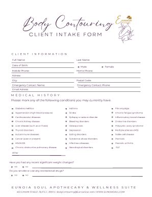 Image result for Body Contouring Intake Form