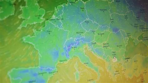 Temperature And Wind Map Europe Shot Of A Computer Screen Live Action ...