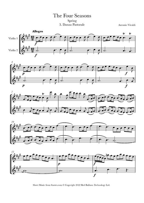 Image result for Vivaldi Spring Violin Notes