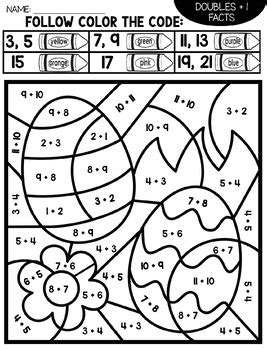 Image result for Easter Addition Color by Number