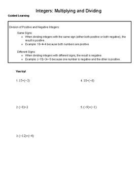 Image result for Lesson 4 Multiply and Divide Positive and Negative Integers Answers Key