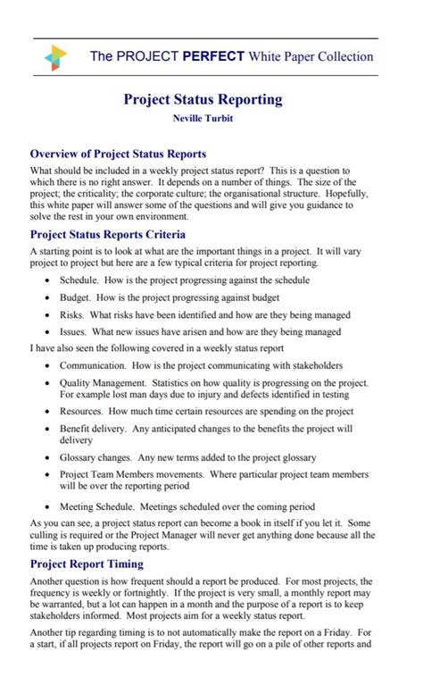 Image result for Status Report Examples