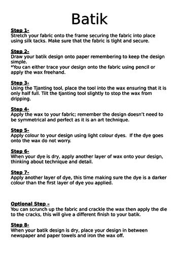 Image result for Step by Step How to Do Batik