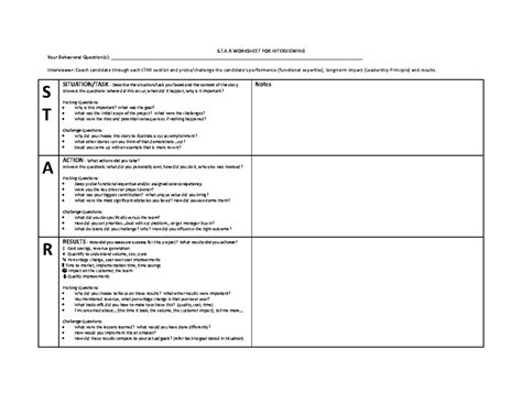 Image result for Star Method Worksheet PDF