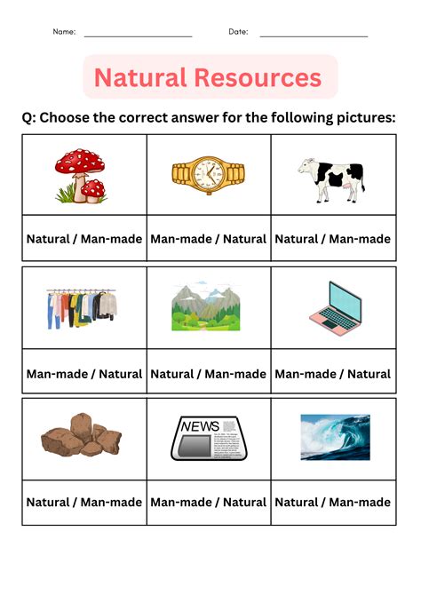 Image result for Natural Resources Worksheet Printable