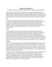 Image result for Competency Statement 6 CDA Example