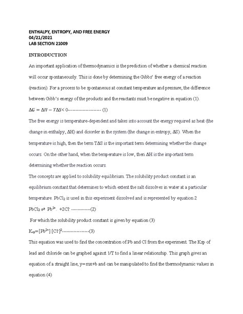 Image result for Enthalpy Lab Report