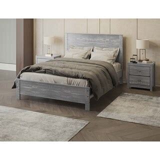 Solid Wood Bed, Modern Rustic Wooden Full Size Bed Frame Box Spring ...