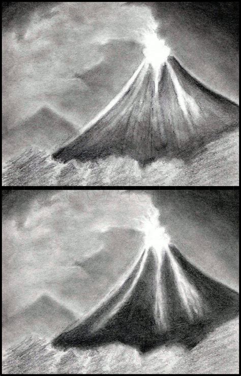Image result for Volcano Drawing