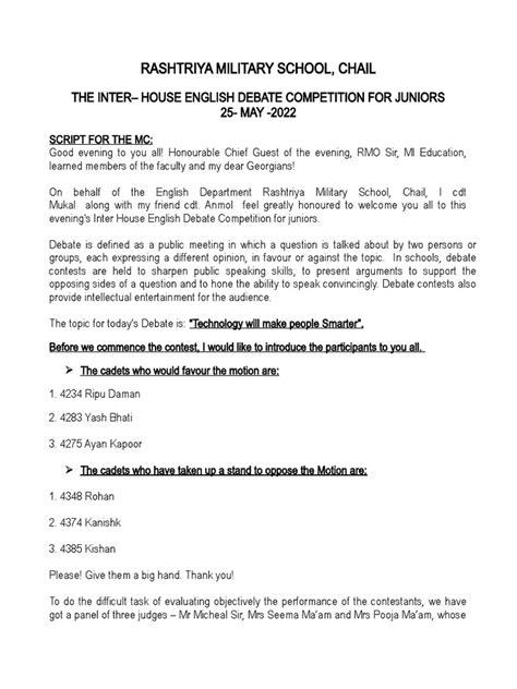 Image result for Debate Examples Script for Intro