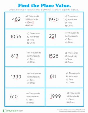 Image result for Multiple Choice Place Value Worksheets