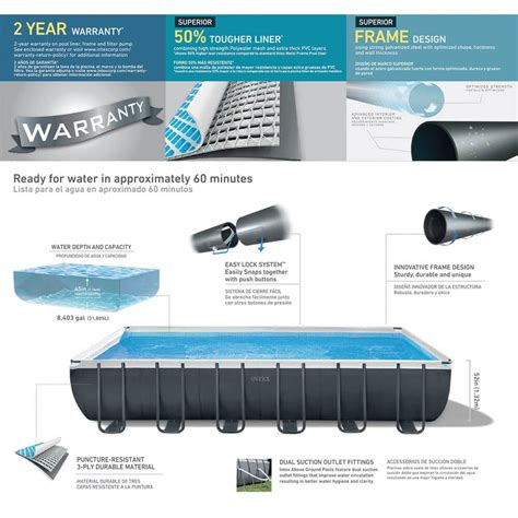 Image result for Intex 12X24 Rectangular Pool Set Up with Pole Sizes