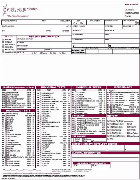 Image result for Lab Tests Requisition Form Printable