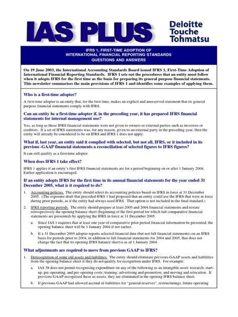 Image result for IFRS 1 Explained