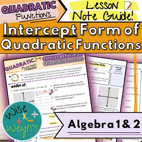 Image result for Intercept Form of Quadratic Function