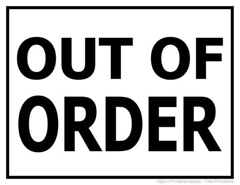 Simple Out Of Order Sign Printable - Free Printables