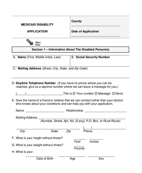 Image result for Disability Forms Sample
