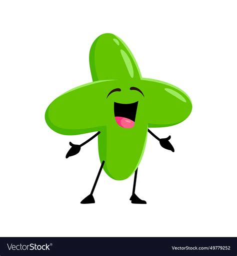 Cartoon math number character of plus sign Vector Image