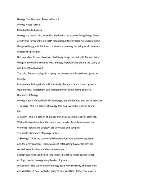 Image result for Biology Class Notes Question with Answer