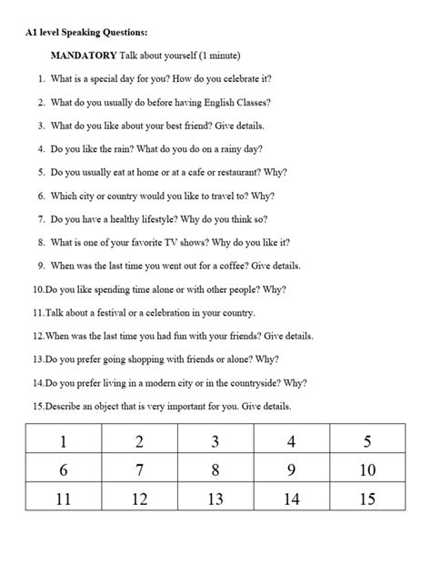 Image result for A1 Test Questions