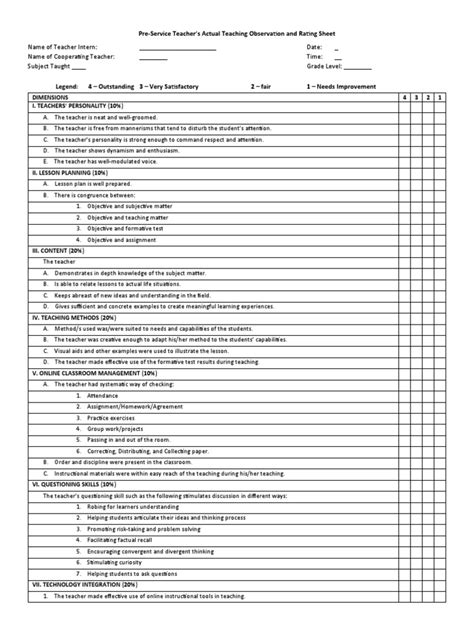 Image result for Lesson Observation Sheet