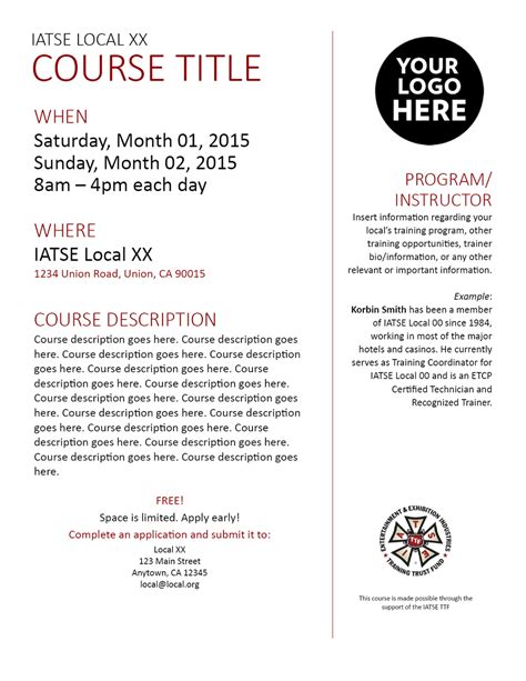 Image result for Training Course Flyer Template