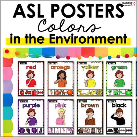 Asl Colors Sign ASL Colors Flashcards B/W & Color Boarders Classful