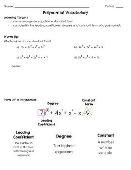 Image result for Polynomial Vocabulary Examples