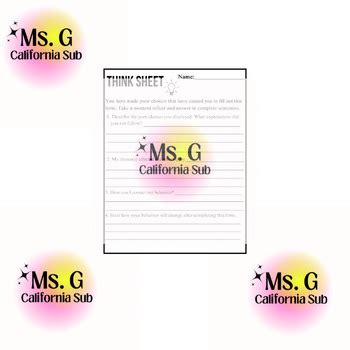 Image result for Think Sheet Behavior Management