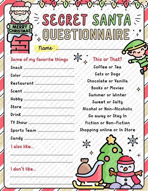 Image result for Simple Secret Santa Question Form