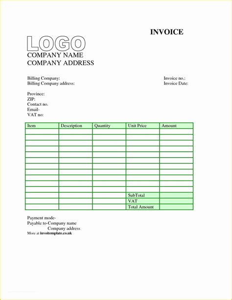 Image result for Invoice Template Free Word Doc
