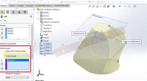Image result for SolidWorks Loft Guide Curves