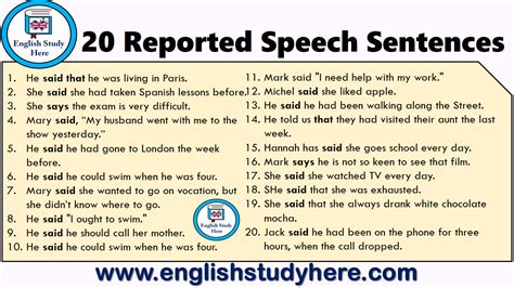 Image result for Example of Reported Speech