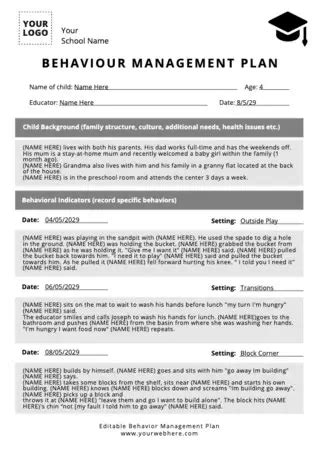 Image result for Behavior Management Plan