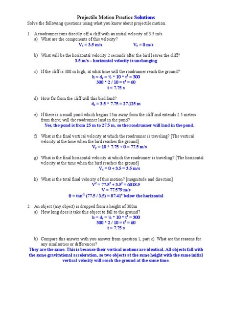 Image result for Projectile Motion Practice Questions