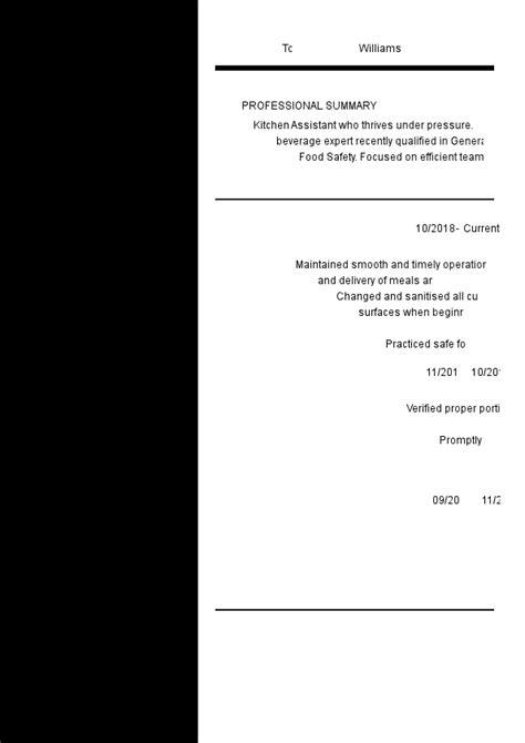 Image result for Kitchen Assistant CV PDF