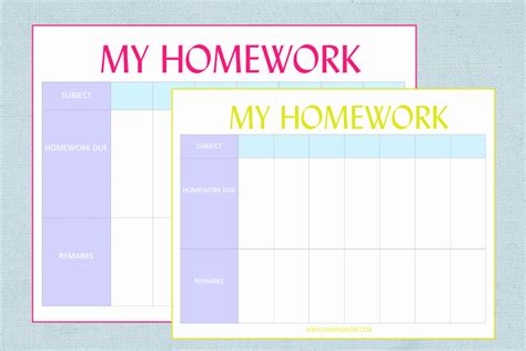 Image result for Free Printable Homework Planner