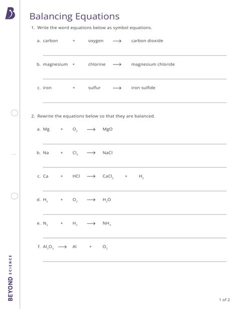 Image result for Balance Equations Worksheet