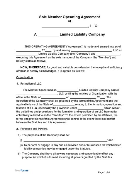 Image result for Single Member LLC Operating Agreement Sample