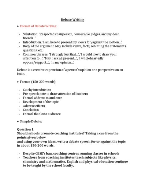 Image result for Written Debate Examples