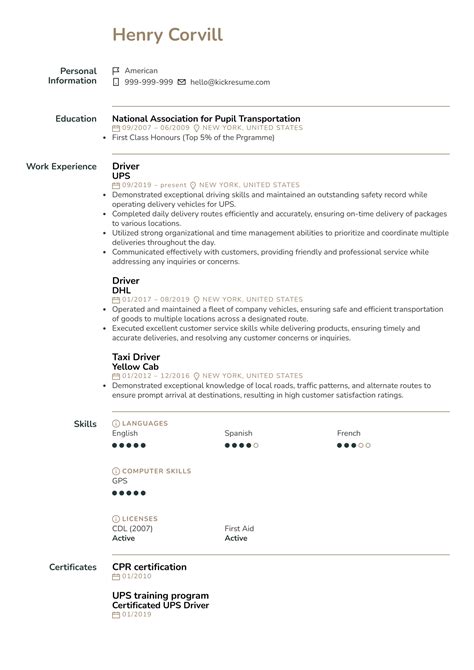 Image result for UPS Driver Resume Examples