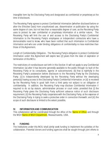 Image result for Memorandum of Understanding Examples